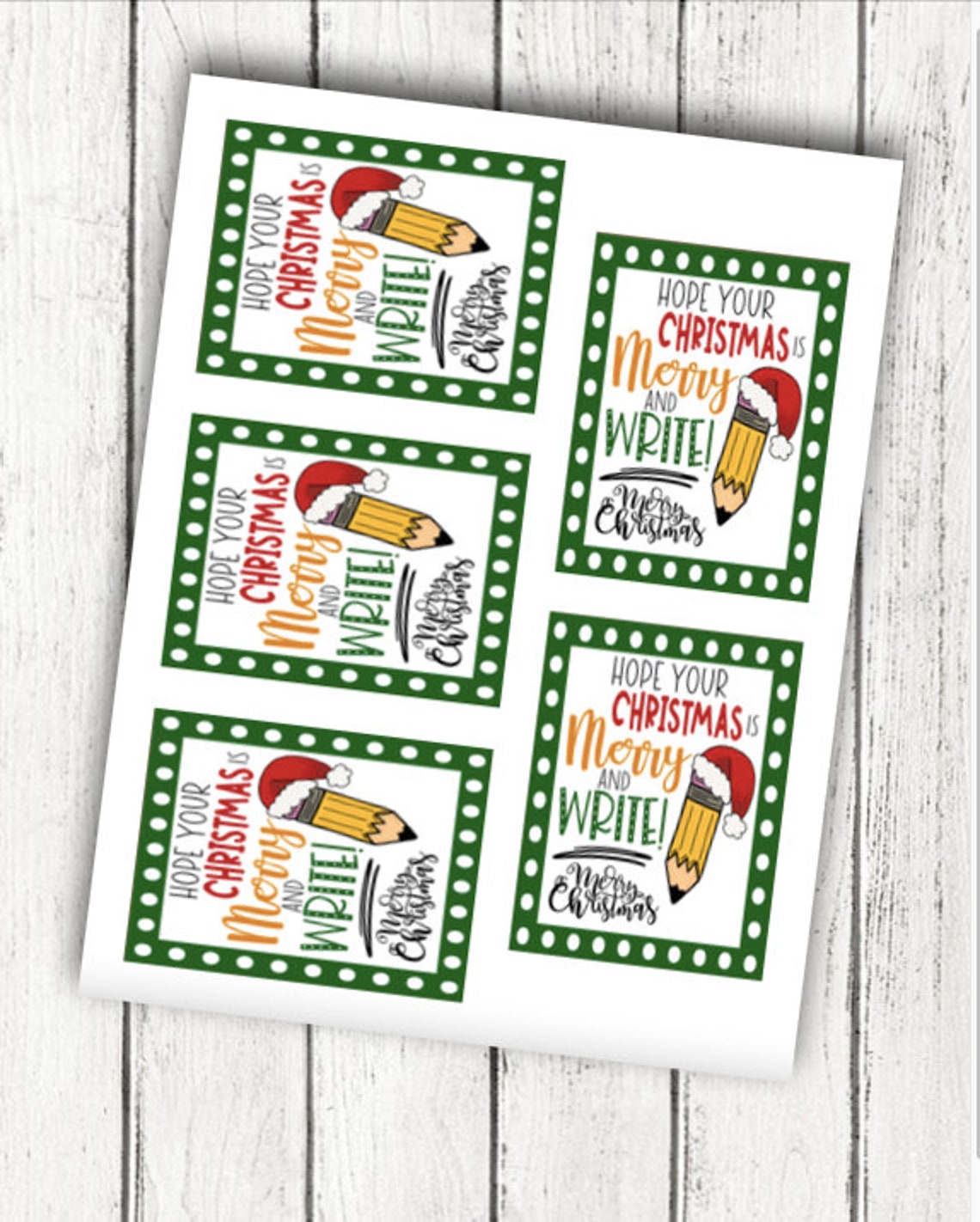 Christmas Pencil Gift Tag - Merry Christmas! - Great for a Pencil Gift ...