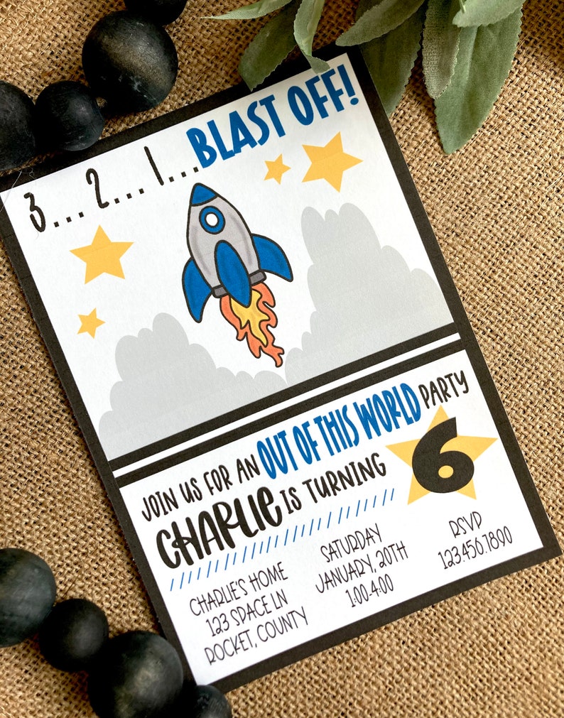 Rocket Birthday Thank You Stickers Boy Birthday Stickers | Etsy