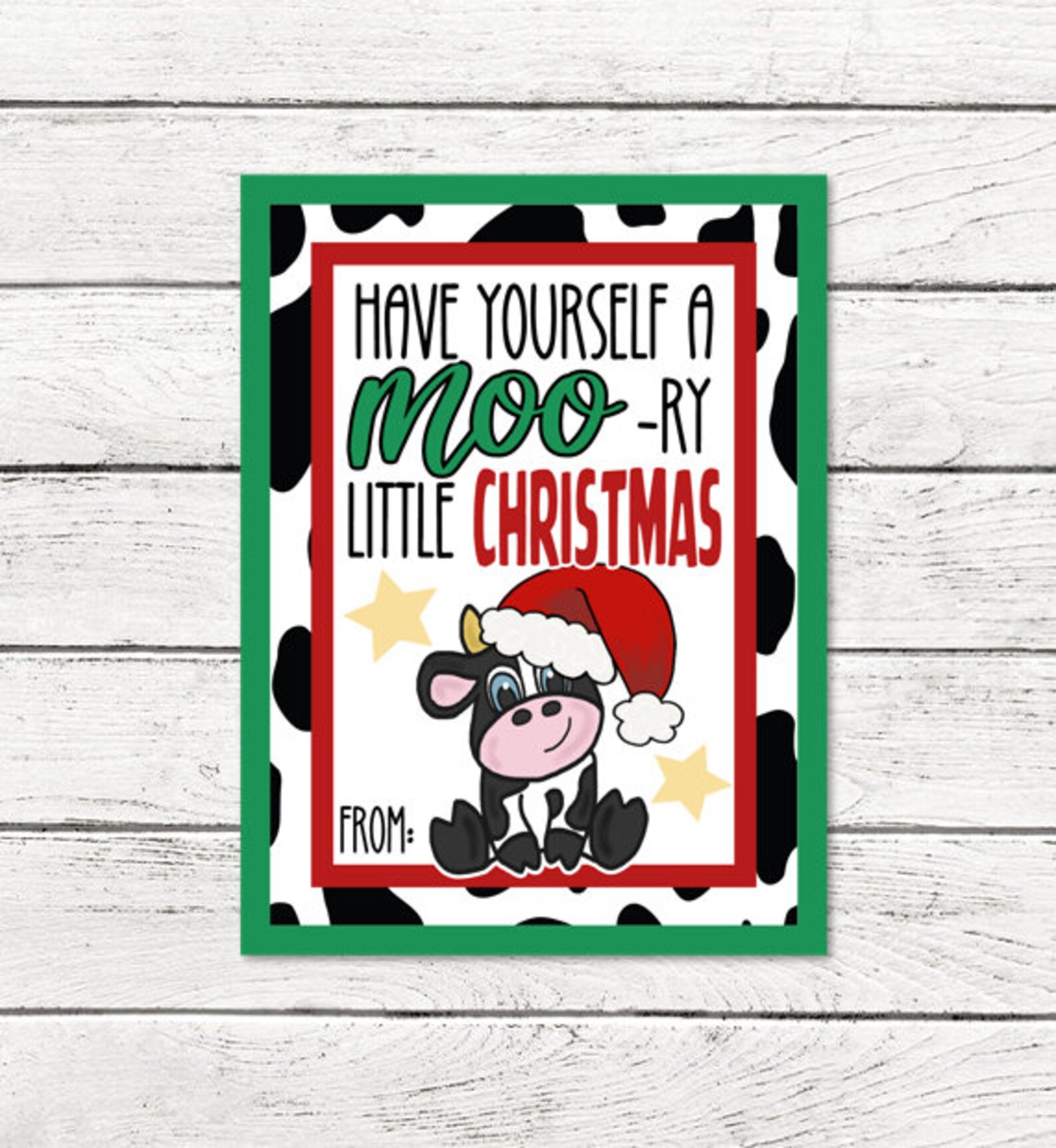 Christmas Cow Gift Tag - Merry Christmas! - Great for Gift Bags or for ...