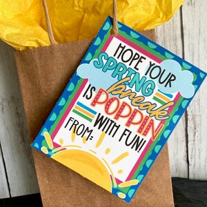 Cute Poppin' Spring Break Gift Tag - Happy Spring Break! - Great for ...