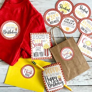 Cute Popcorn Happy Birthday Tag - Back to School Popcorn Theme - Just ...