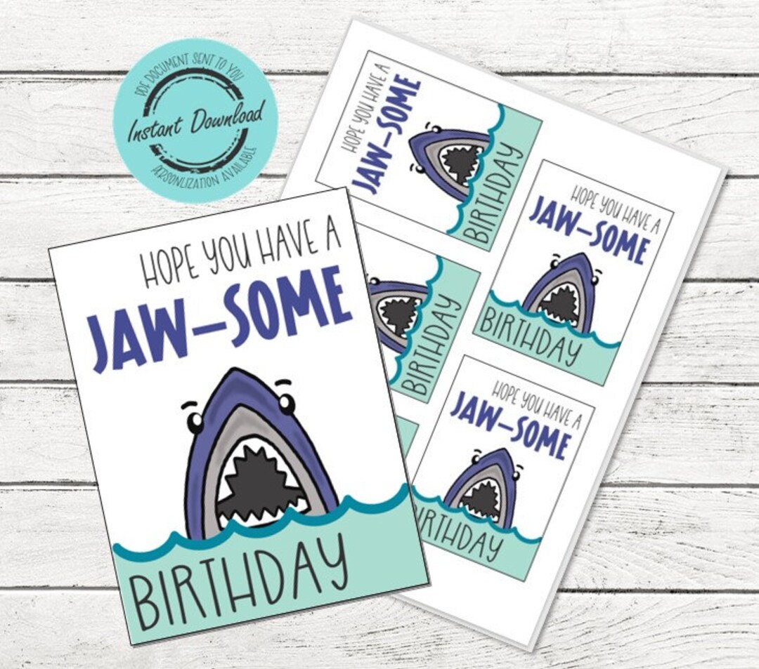 Cute Shark Happy Birthday Tag - Back to School Shark Theme - Have a ...