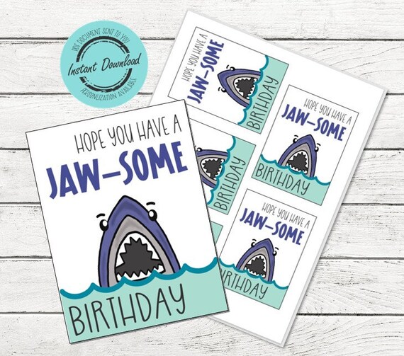Cute Shark Happy Birthday Tag Back to School Shark Theme - Etsy
