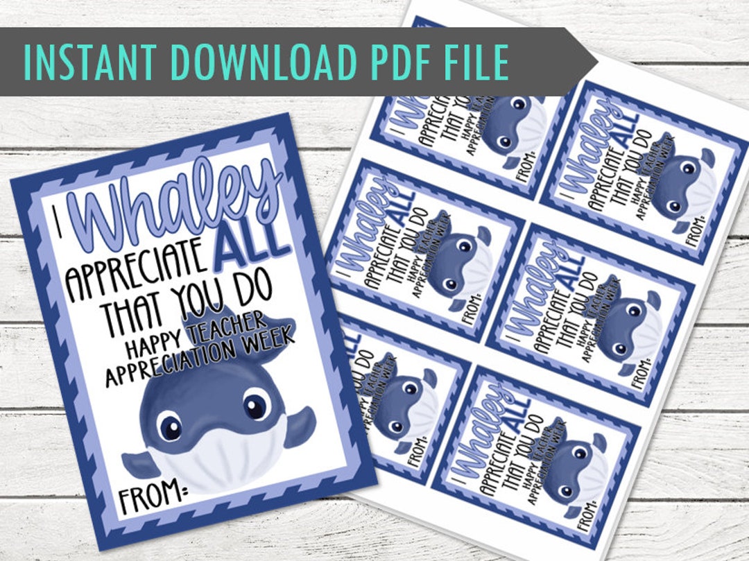 Cute Whale Teacher Appreciation Gift Tag - Great Way to Celebrate All ...