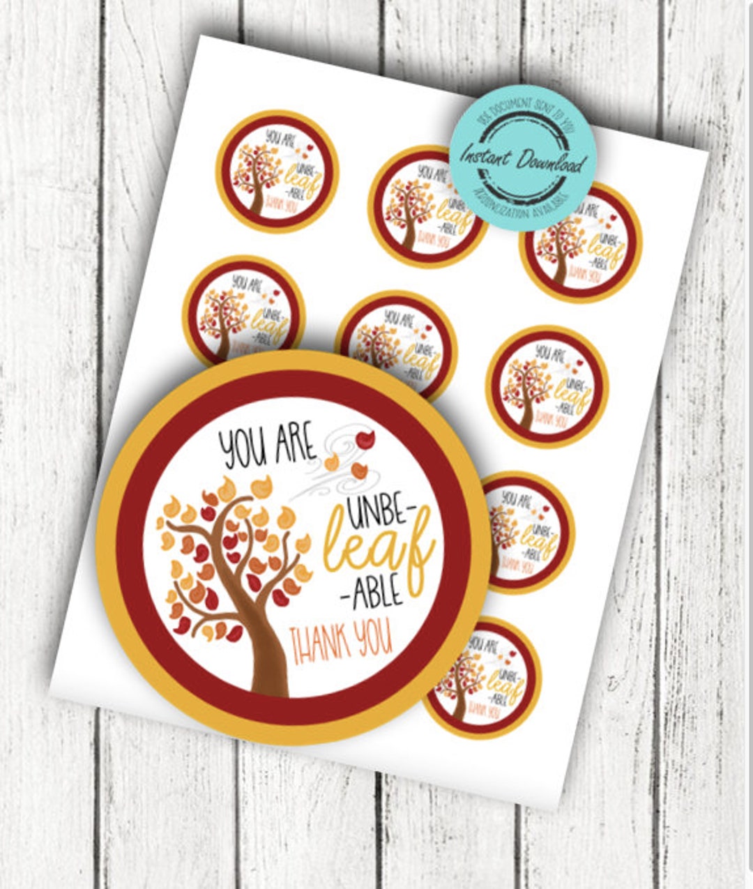 Cute Fall Unbe-leaf-able Thank You Stickers Happy Fall Ya'll Great for ...