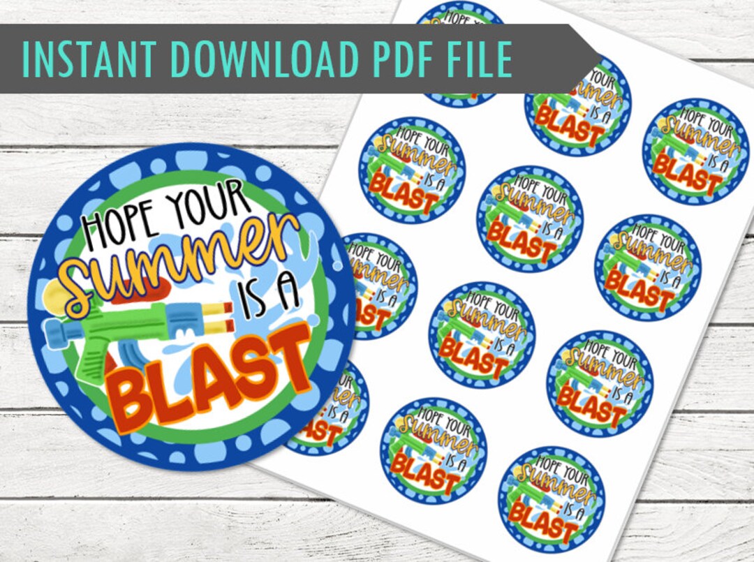 Cute Blaster End of School Sticker Sheet Happy Summer Great for Goody ...