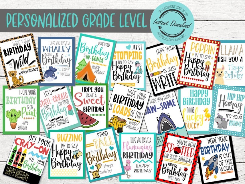 Cute Birthday Tag Bundle Back to School Birthday Bundle - Etsy