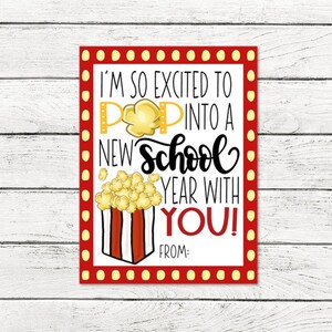 Cute Popcorn Teachers Welcome Tag - Back to School Popcorn Theme - Fun ...