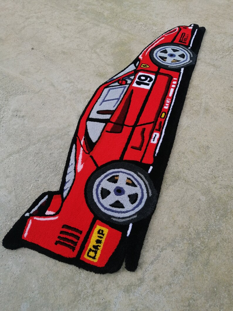 Racing Car Tufted Rug, F40 Handmade Car Rug, Home Decor Carpet ...