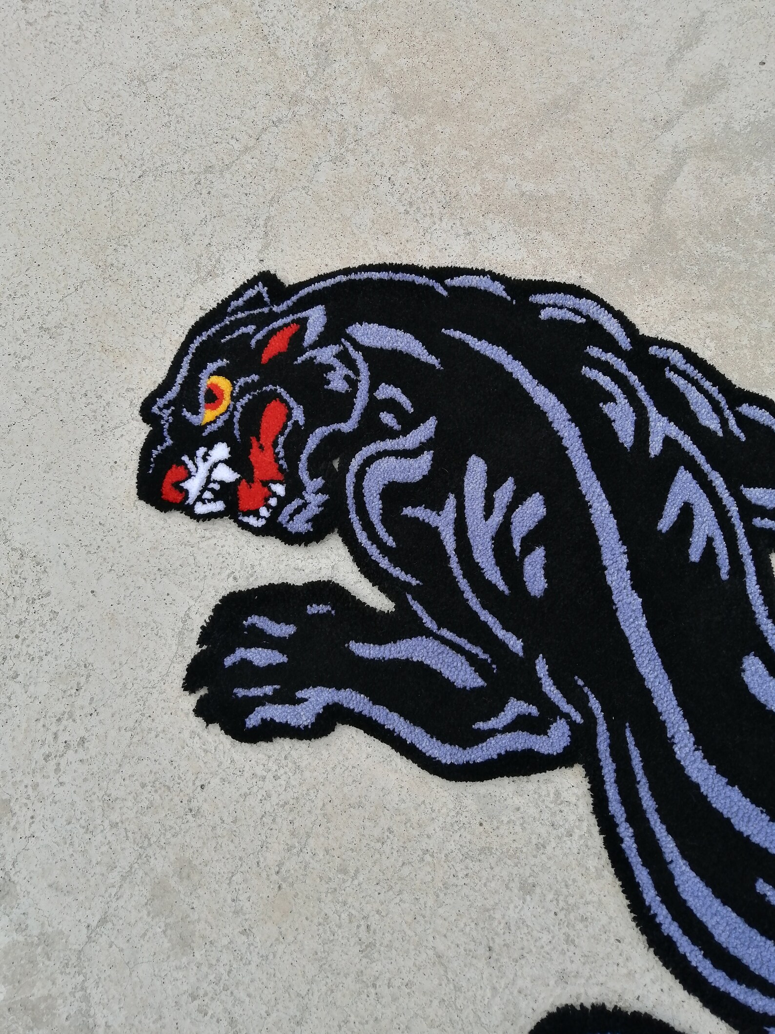 Panther Tufted Rug, Handmade Custom Rug, American Traditional Panther ...