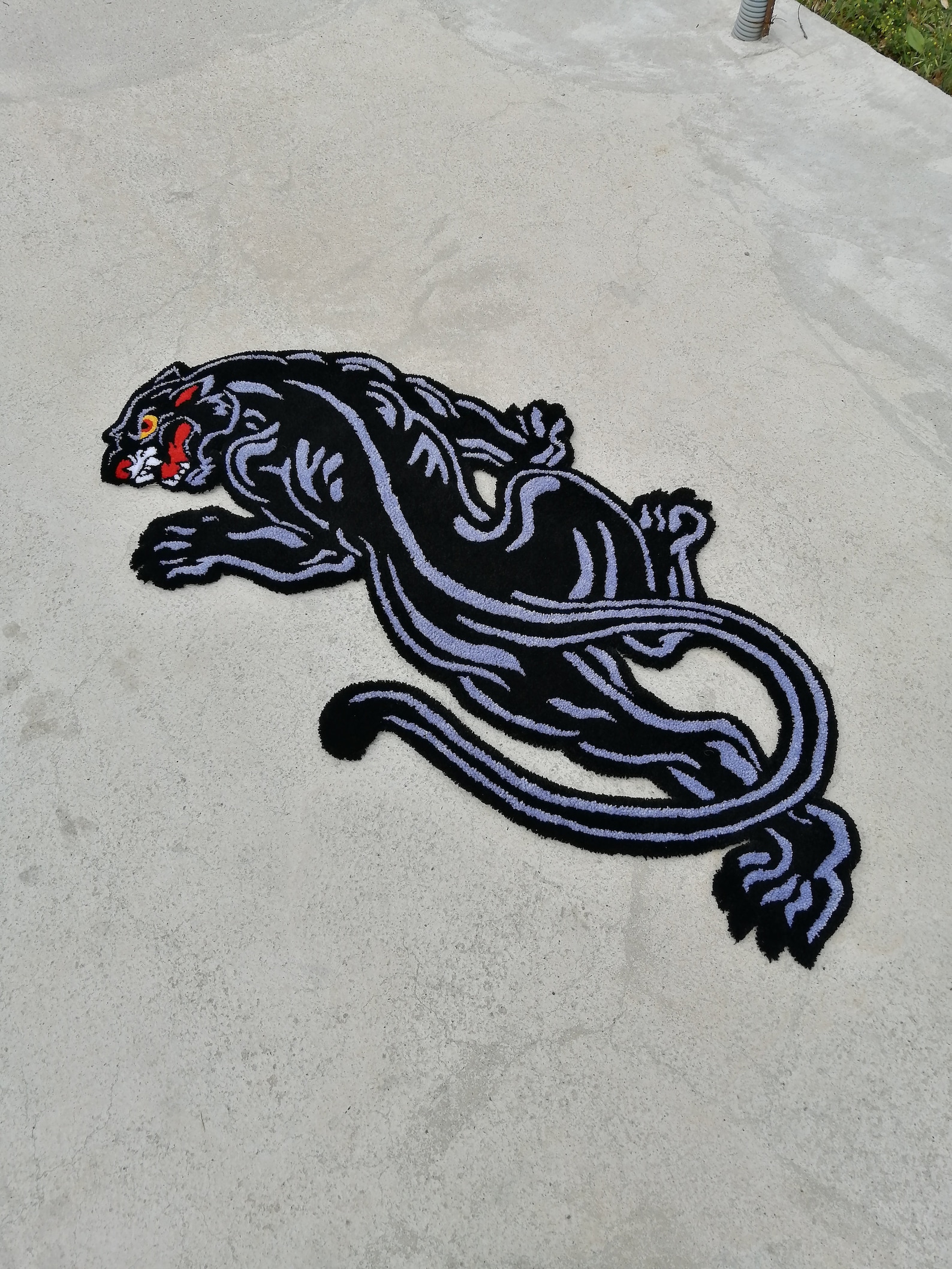 Panther Tufted Rug, Handmade Custom Rug, American Traditional Panther ...