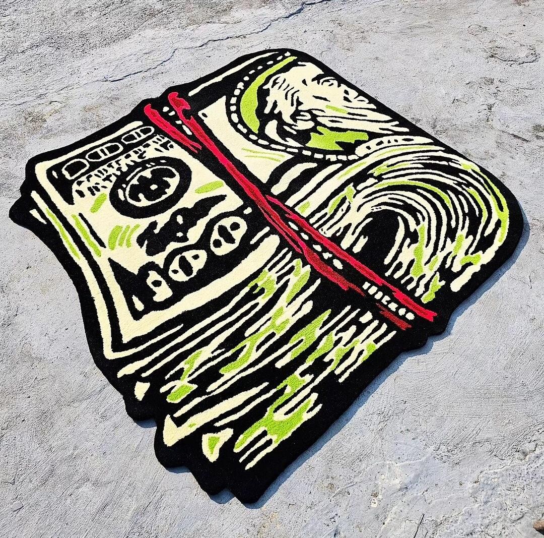 100 Dollar Bill Tufted Rug, Dollar Money Custom Rug, Handmade Rug ...