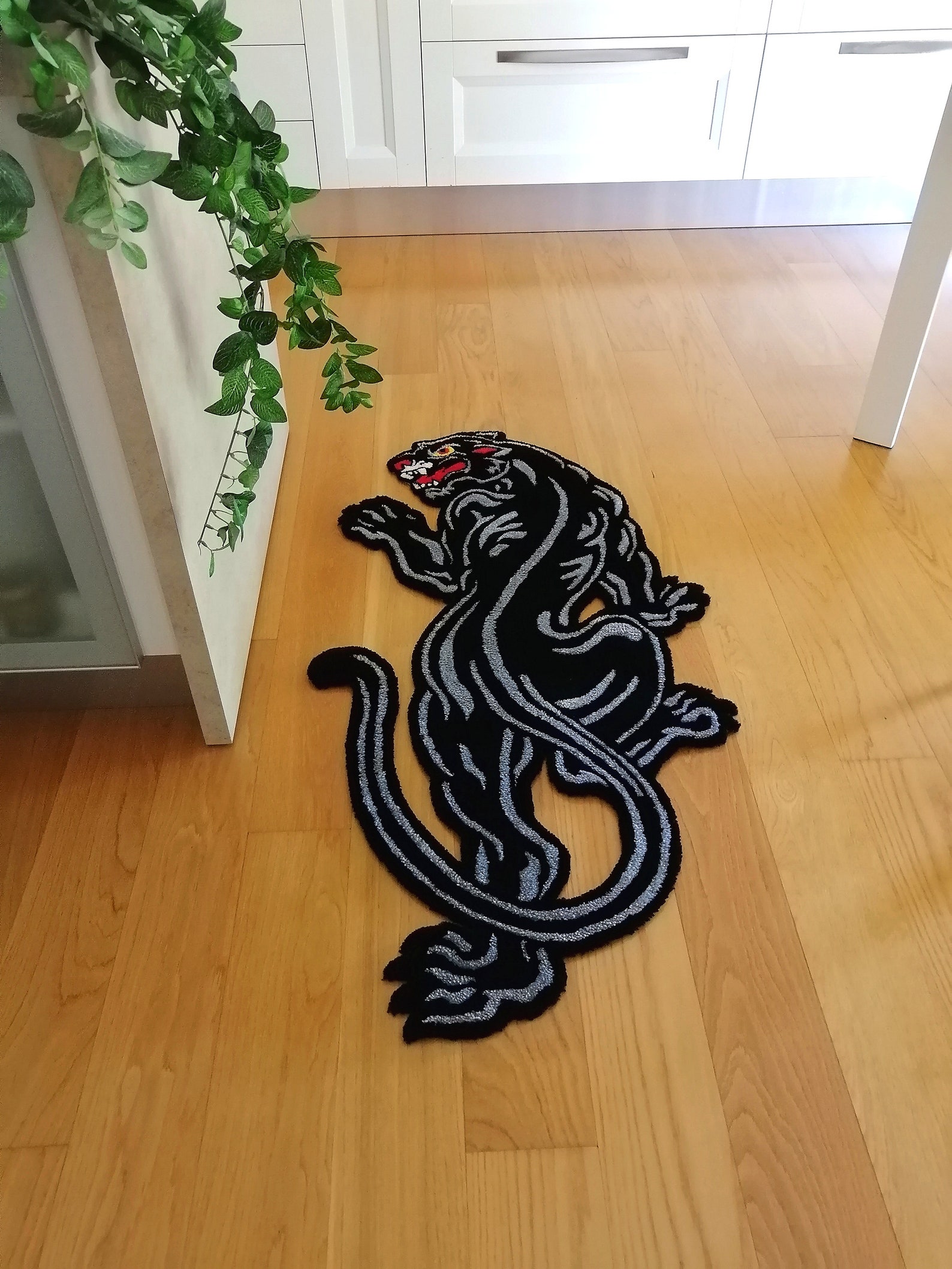 Panther Tufted Rug, Handmade Custom Rug, American Traditional Panther ...