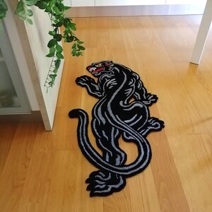Panther Tufted Rug, Handmade Custom Rug, American Traditional Panther ...