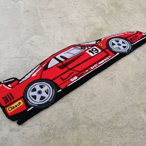 Racing Car Tufted Rug, F40 Handmade Car Rug, Home Decor Carpet ...