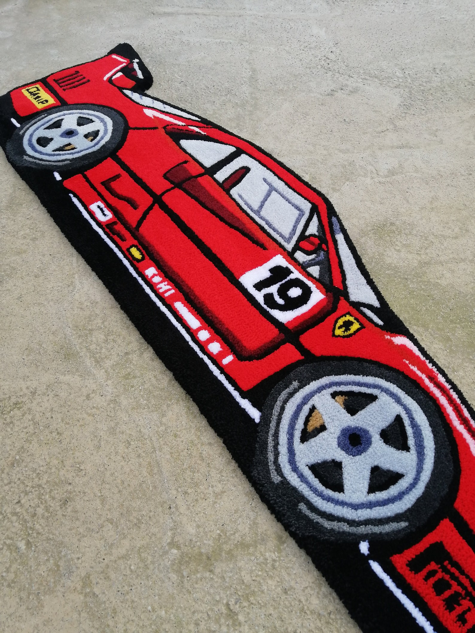 Racing Car Tufted Rug, F40 Handmade Car Rug, Home Decor Carpet ...
