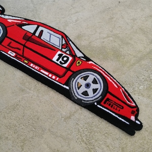 Racing Car Tufted Rug, F40 Handmade Car Rug, Home Decor Carpet ...