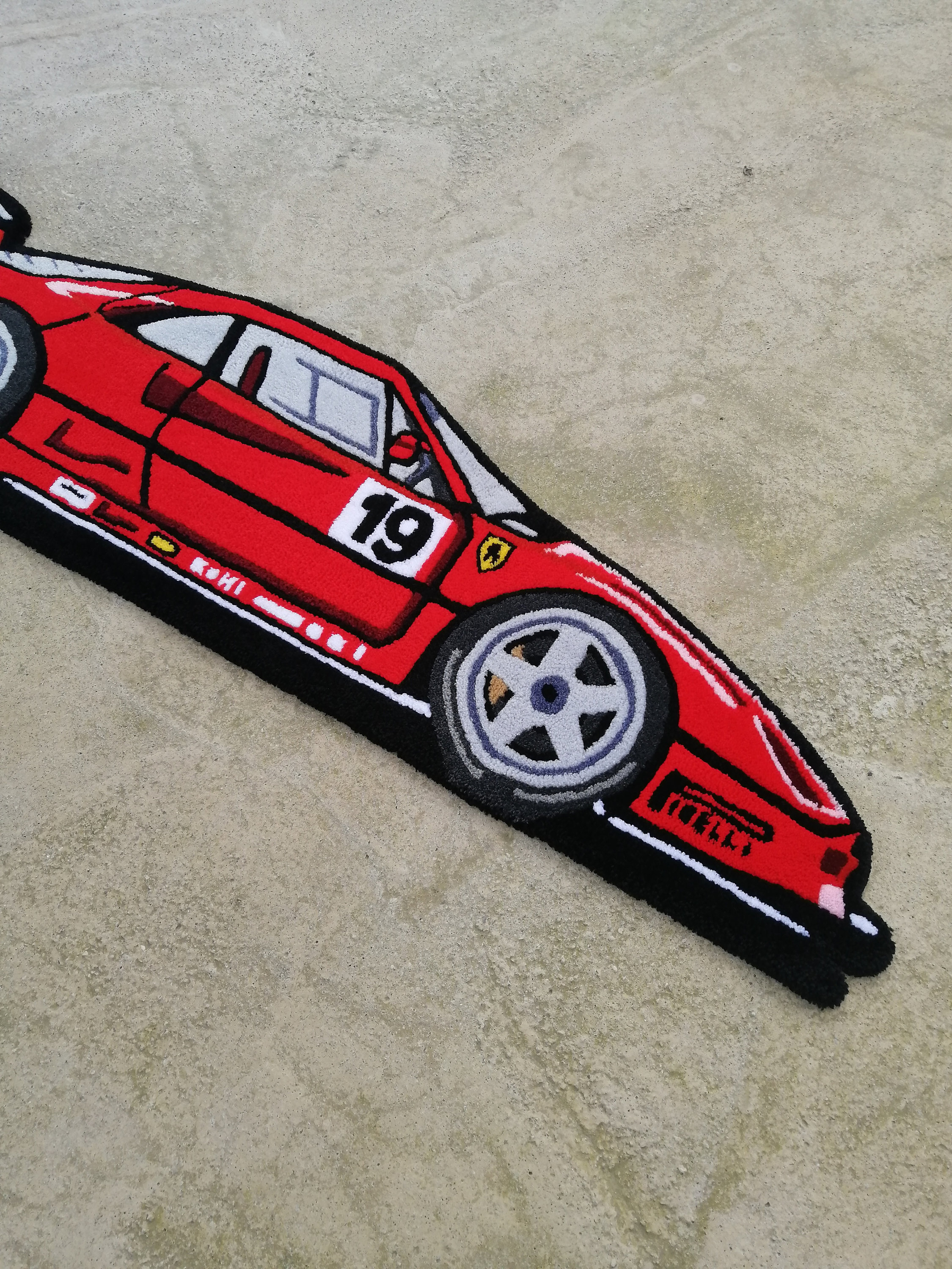 Racing Car Tufted Rug, F40 Handmade Car Rug, Home Decor Carpet ...