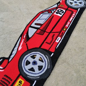 Racing Car Tufted Rug, F40 Handmade Car Rug, Home Decor Carpet ...