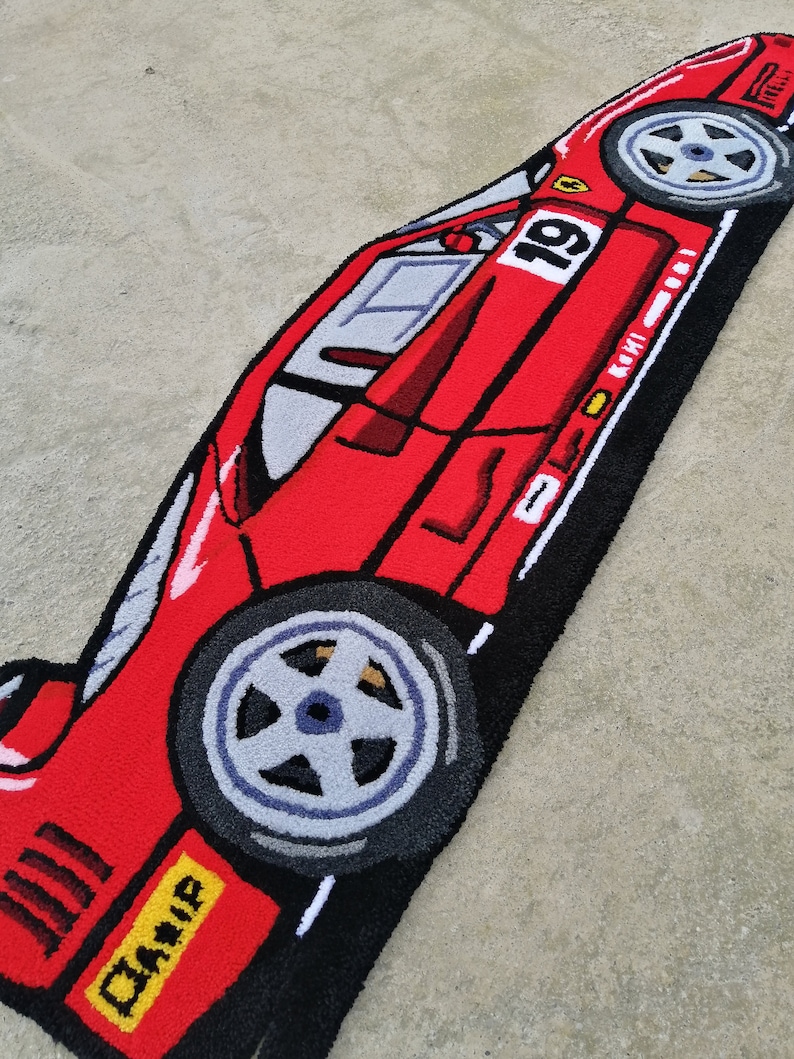 Racing Car Tufted Rug, F40 Handmade Car Rug, Home Decor Carpet ...