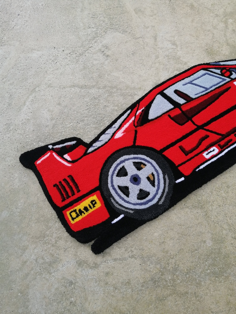 Racing Car Tufted Rug, F40 Handmade Car Rug, Home Decor Carpet ...