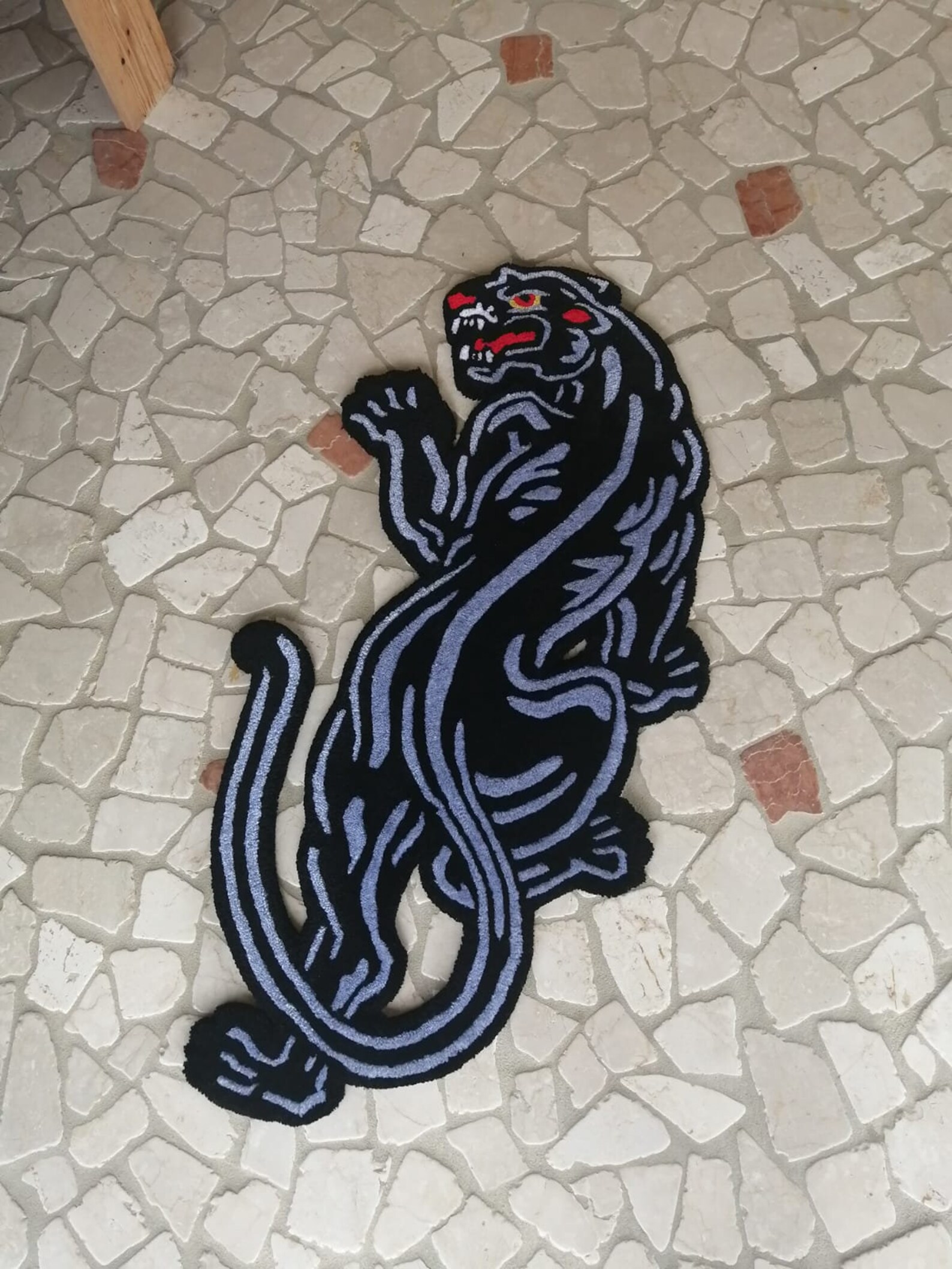 Panther Tufted Rug, Handmade Custom Rug, American Traditional Panther ...