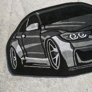Black M4 Car Tufted Rug, Aesthetic Rug for Bedroom, Sport Car Carpet ...
