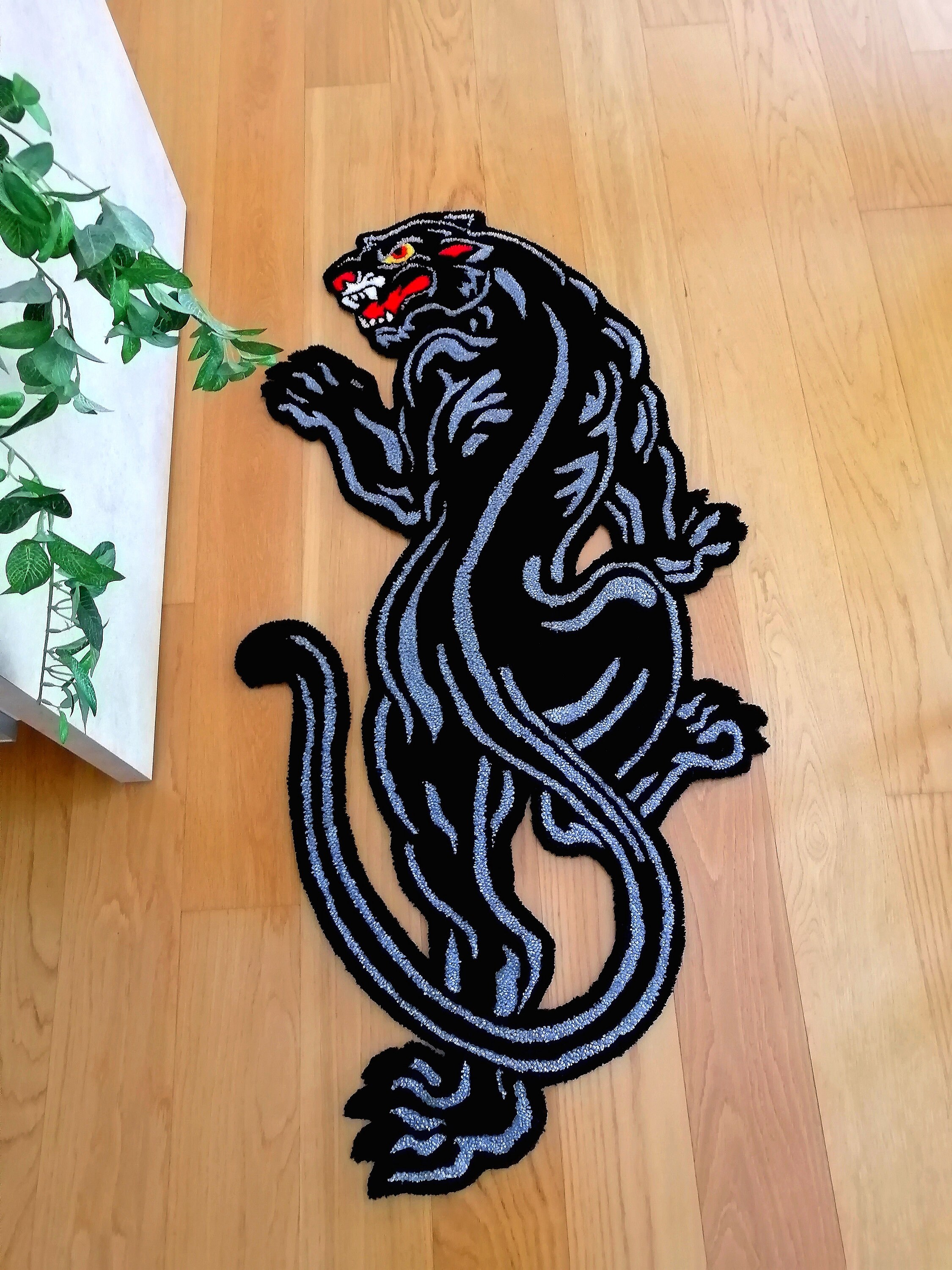Panther Tufted Rug, Handmade Custom Rug, American Traditional Panther ...
