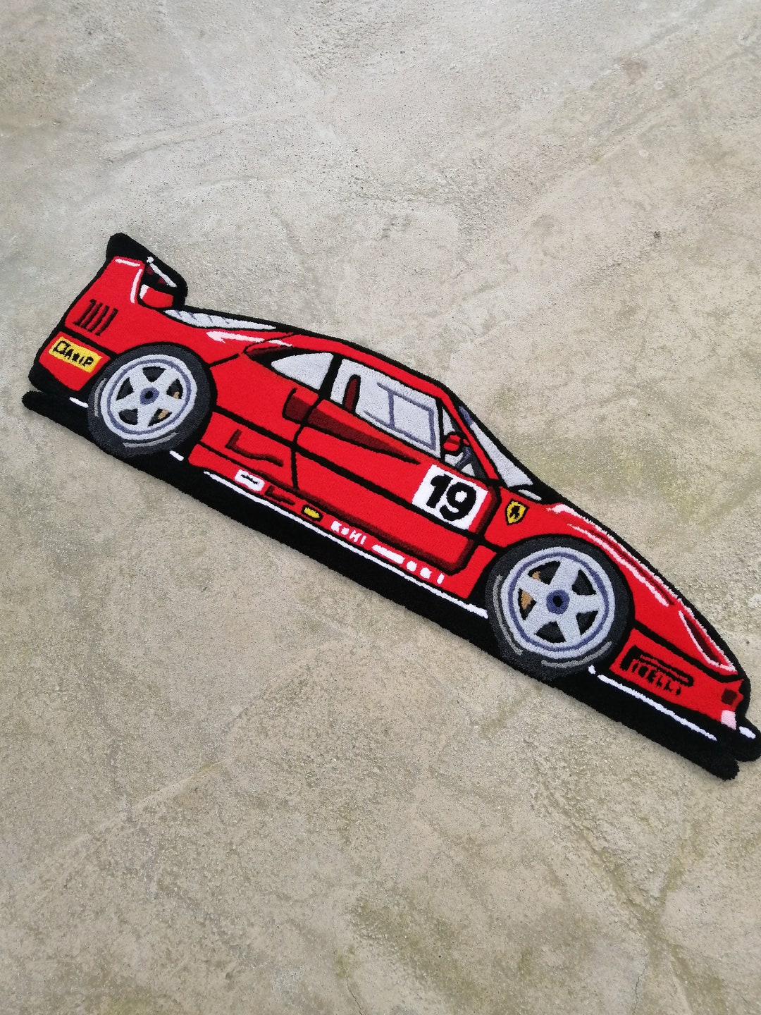Racing Car Tufted Rug, F40 Handmade Car Rug, Home Decor Carpet ...