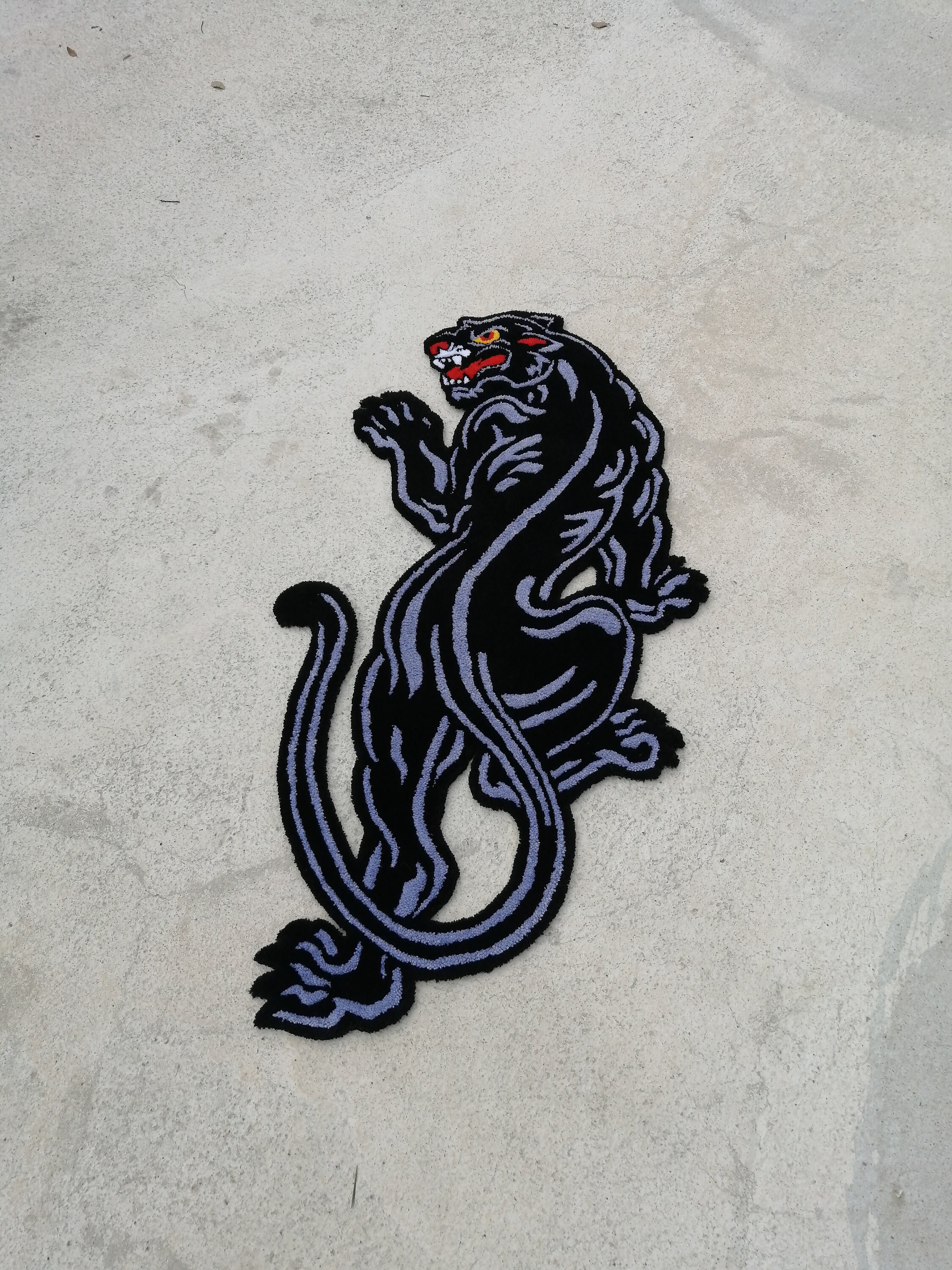Panther Tufted Rug, Handmade Custom Rug, American Traditional Panther ...