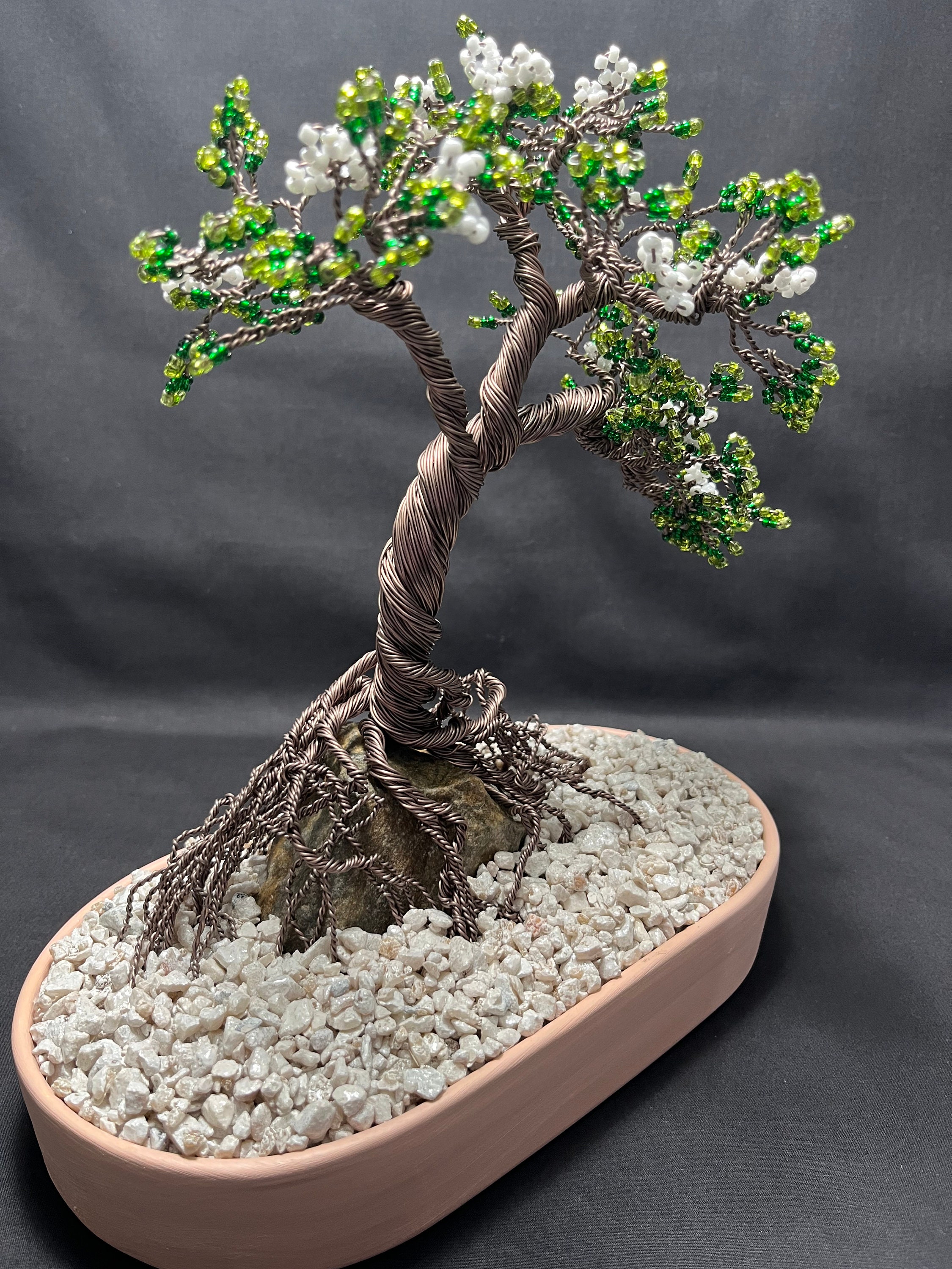 Beautiful Handcrafted Glass Bead & Wire Bonsai Tree, Wire Bonsai Tree ...