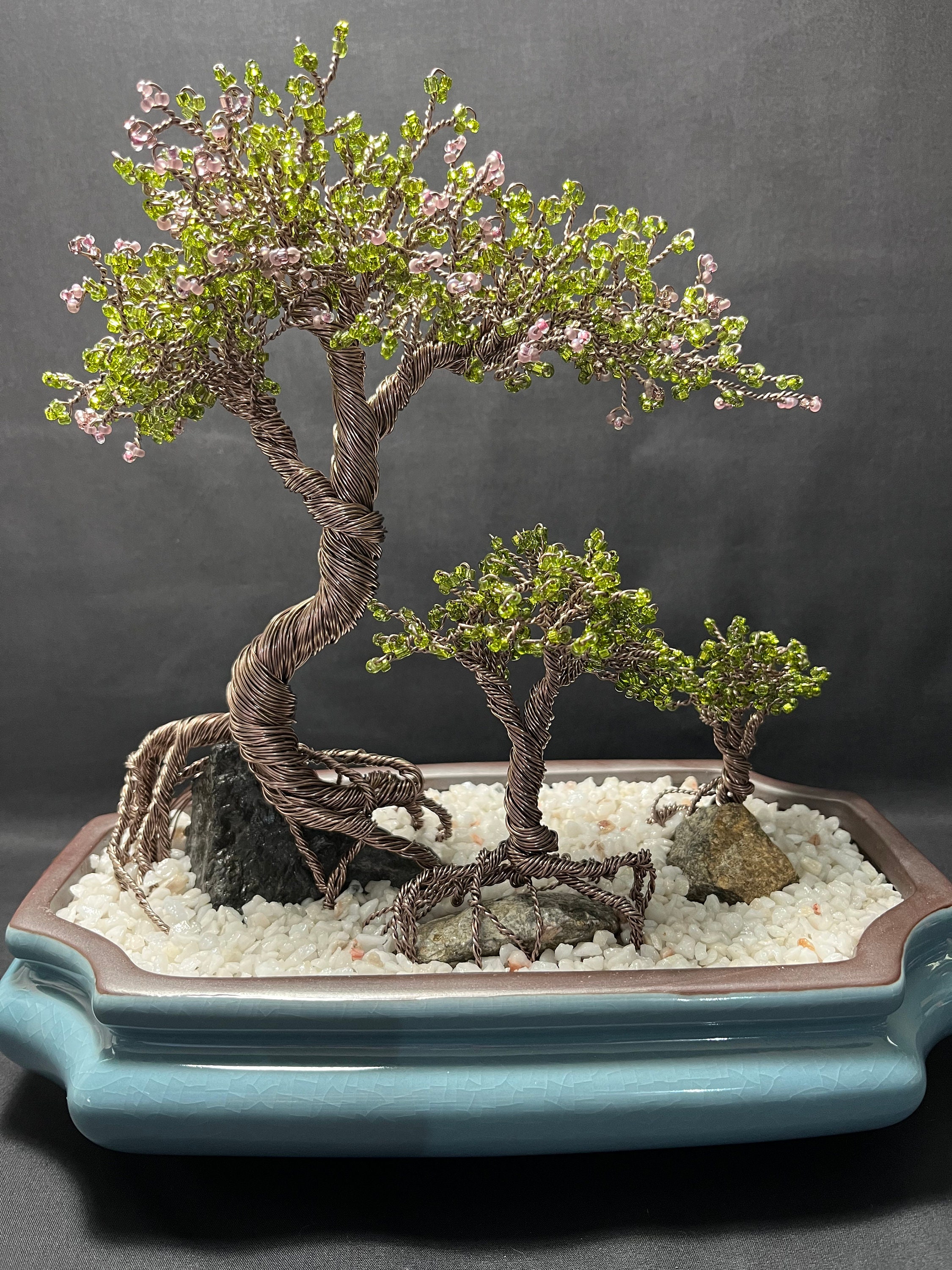 Intricate Handcrafted Forest Beaded Wire Bonsai Trees Large - Etsy