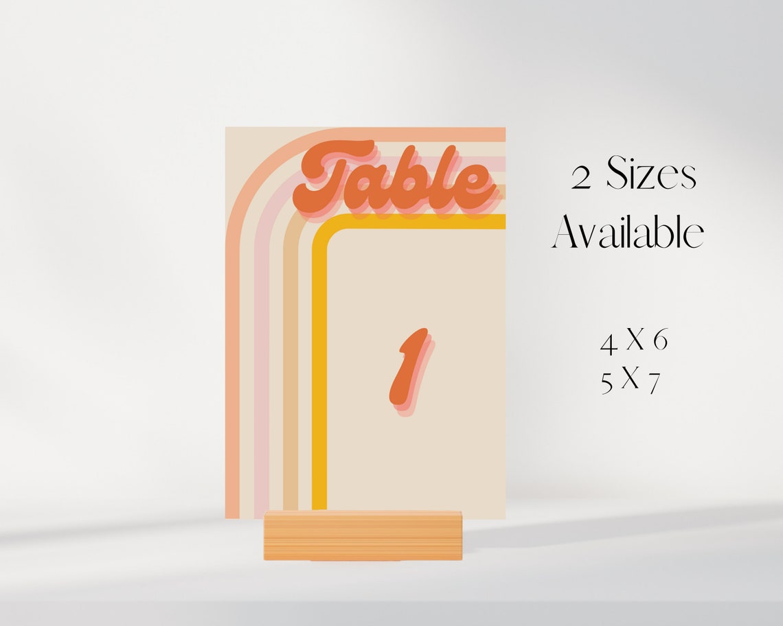 Retro Table Number 70s Wedding Table Decor Retro Colorful | Etsy