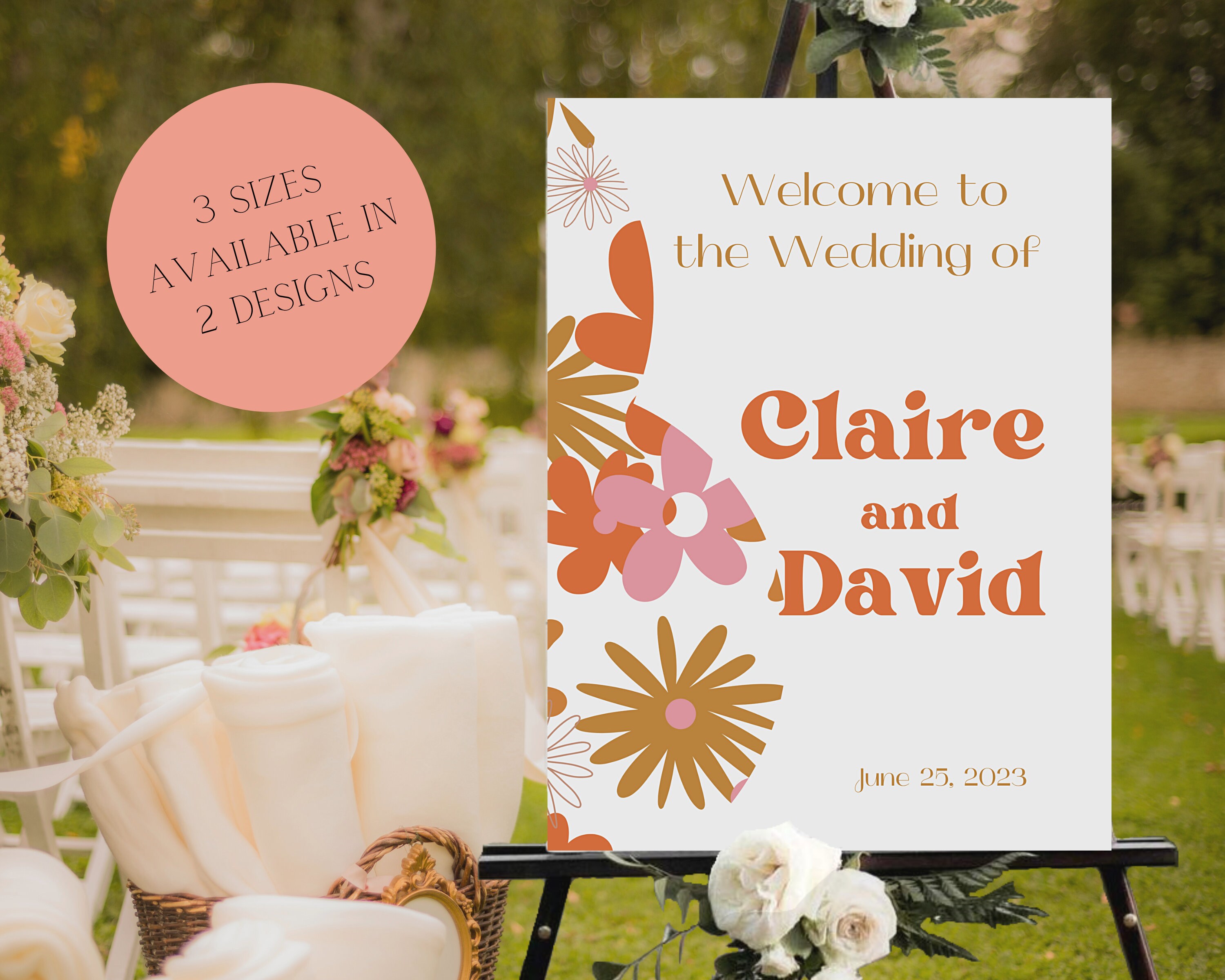 Retro Wedding Welcome Sign Large 70s Wedding Sign Sign - Etsy