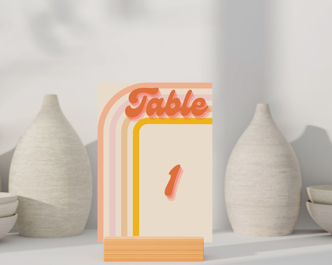 Retro Table Number, 70s Wedding Table Decor, Retro Colorful 70s Wedding ...