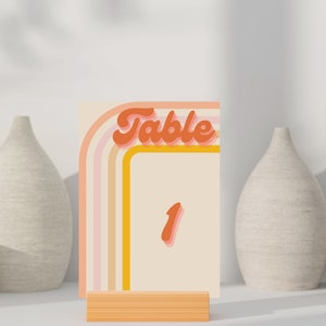 Retro Table Number, 70s Wedding Table Decor, Retro Colorful 70s Wedding ...