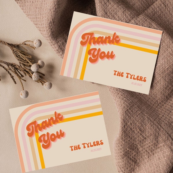 Retro Thank You Cards - Etsy