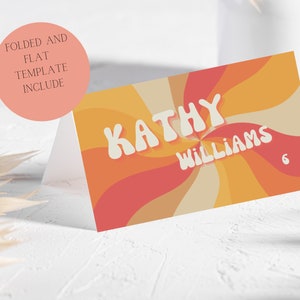 Groovy Table Signage Bundle, 70s Place Cards Folded and Flat, Retro ...