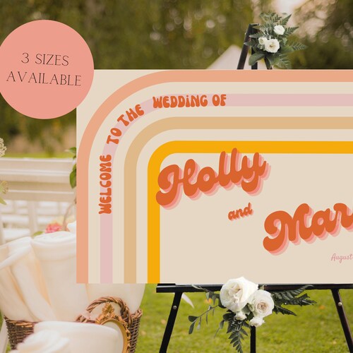 Retro Wedding Welcome Sign Large 70s Wedding Sign Sign - Etsy