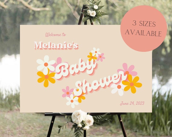 Retro Baby Shower Welcome Sign Large 70s Wedding Sign Sign - Etsy