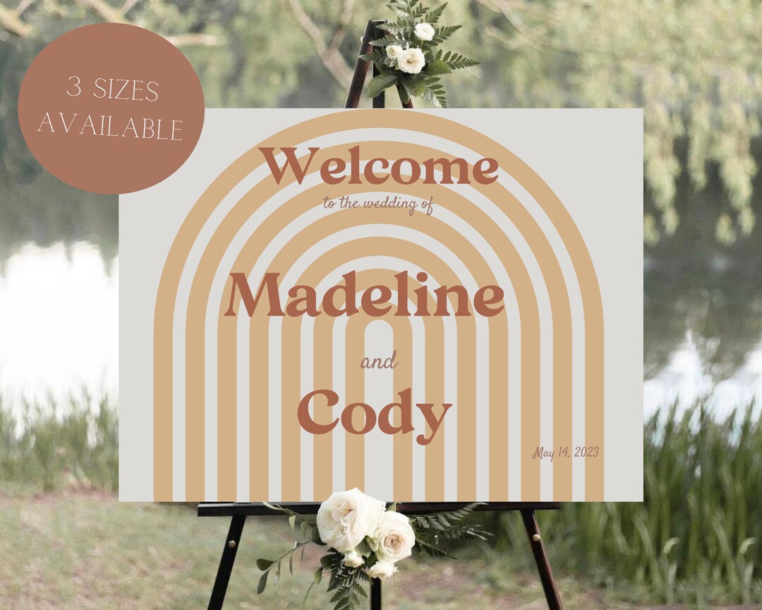 Retro Arch Wedding Welcome Sign, Large 70s Wedding Sign, Sign Corjl ...