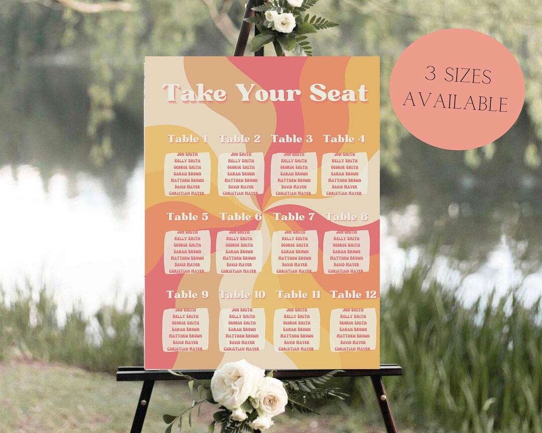 Retro Seating Chart Board, Groovy Wedding Seating Plan, 70s Wedding ...