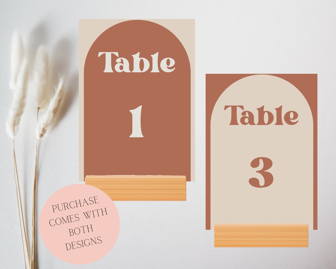 Retro Arch Table Number, 70s Wedding Table Decor, Modern Retro Wedding ...