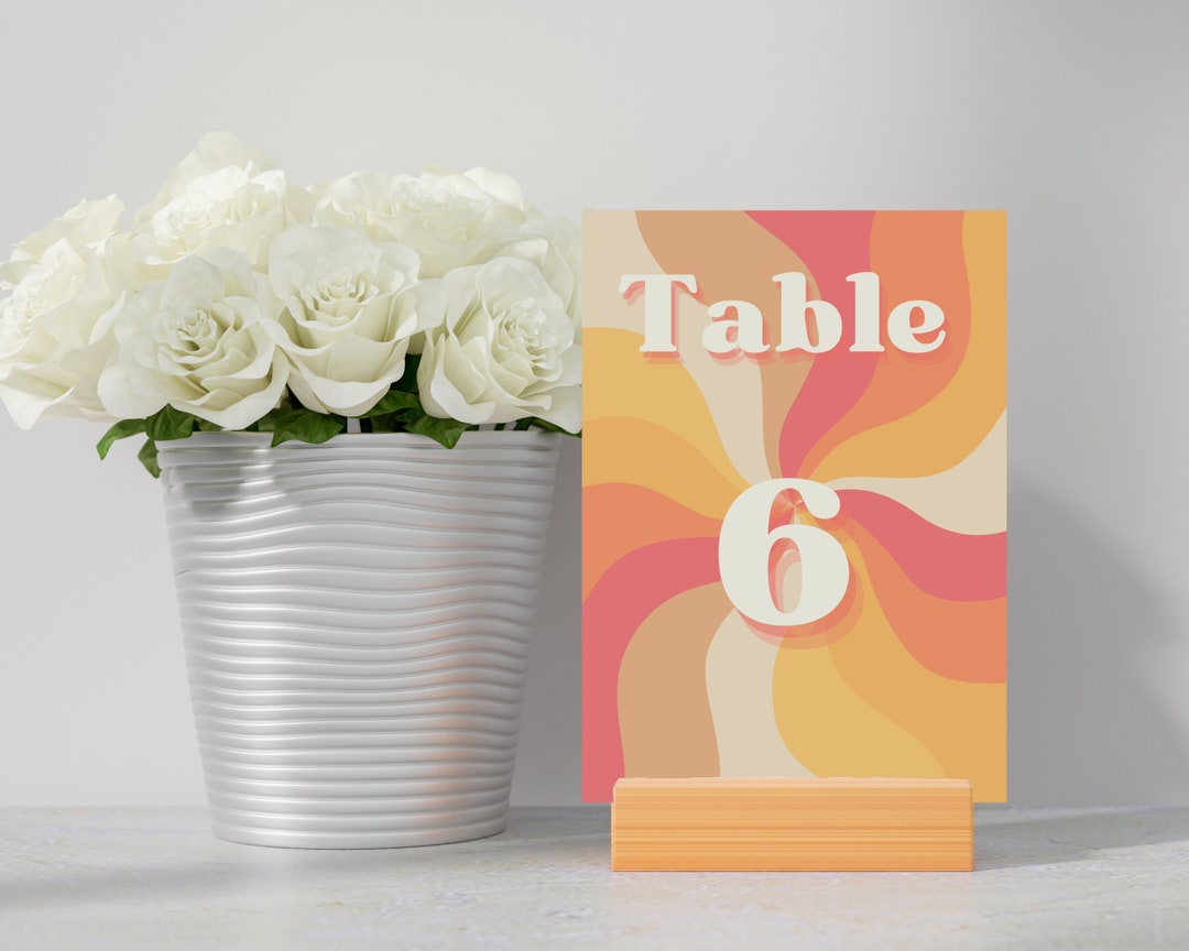 Retro Table Number, 70s Wedding Table Decor, Retro Colorful 70s Wedding ...