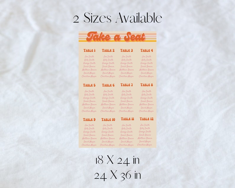 Retro Seating Chart Board Groovy Wedding Seating Plan 70s - Etsy