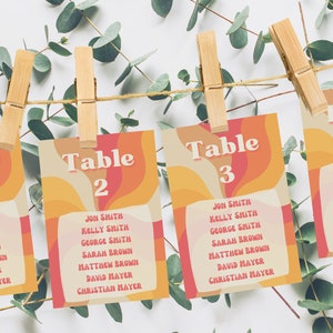 Groovy Table Signage Bundle, 70s Place Cards Folded and Flat, Retro ...