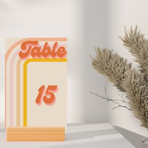 Retro Table Number, 70s Wedding Table Decor, Retro Colorful 70s Wedding ...