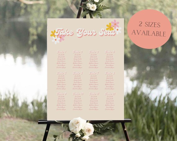 Retro Seating Chart Board Groovy Wedding Seating Plan 70s - Etsy