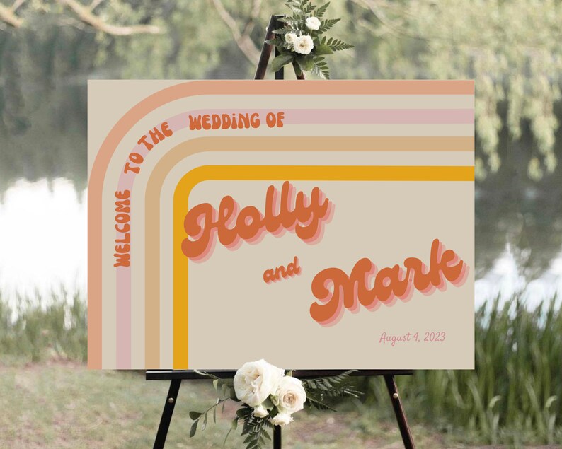 Retro Signage Bundle Retro Large Wedding Welcome Sign 70s - Etsy