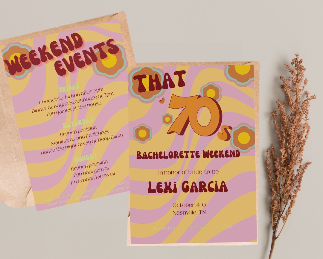 Retro 70s Bachelorette Weekend Party Invite, That's 70 Show Invite, 70s ...